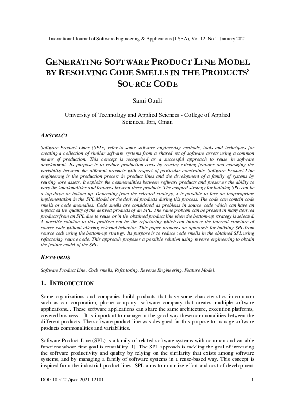 (PDF) Generating Software Product Line Model by Resolving Code Smells ...