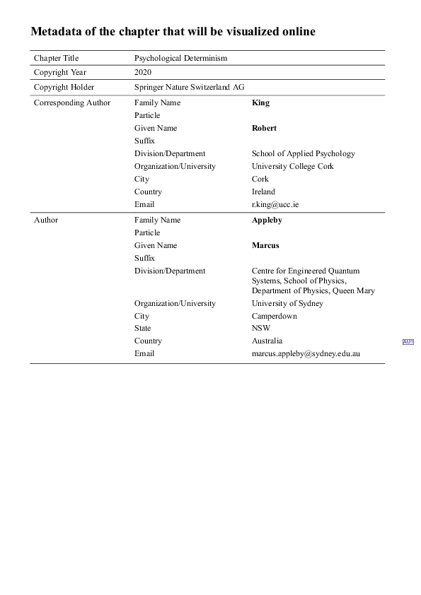 Pdf Determinism Chapter
