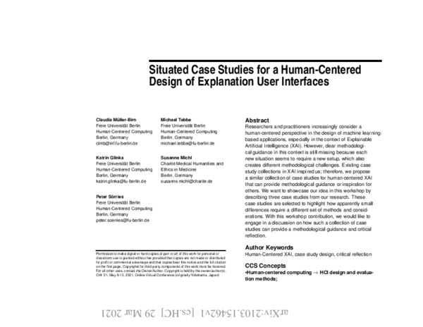 (PDF) Situated Case Studies for a Human-Centered Design of Explanation User Interfaces