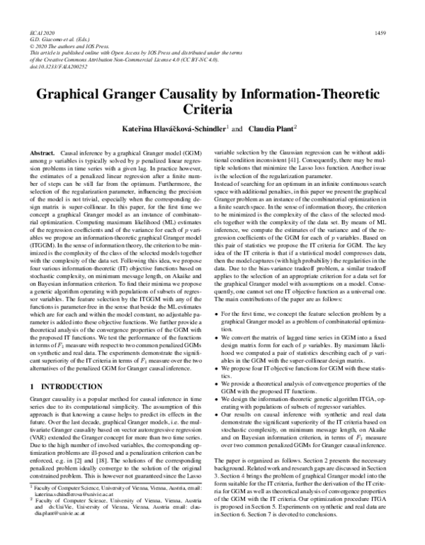 (PDF) Information-Theoretic Graphical Granger Causality Models