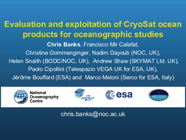 (PDF) Evaluation and scientific exploitation of CryoSat ocean products for oceanographic studies ...