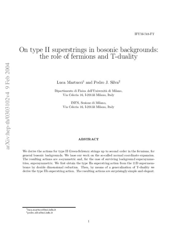 (PDF) On type II superstrings in bosonic backgrounds: the role of fermions and T-duality