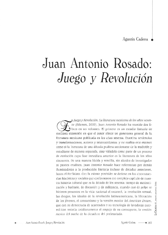 (PDF) Juan Antonio Rosado: Juego y Revolución