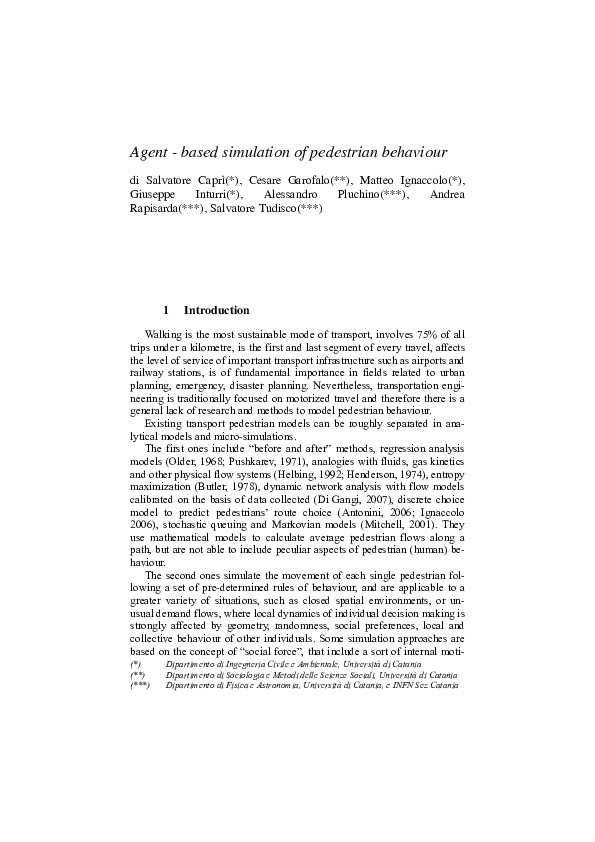 Pdf Agent Based Simulation Of Pedestrian Behaviour In Closed Spaces