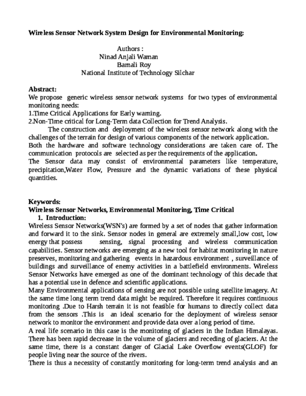 Pdf Wireless Sensor Network In Environmental Monitoring Ninad Waman