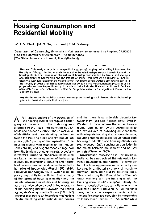(PDF) Housing Consumption and Residential Mobility