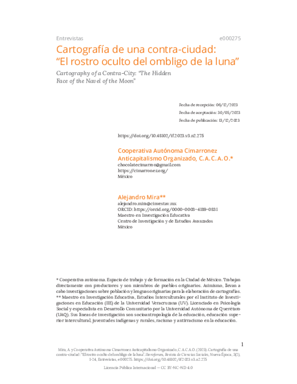 (PDF) Entrevista. Cartografía de una contra-ciudad: "El rostro oculto ...