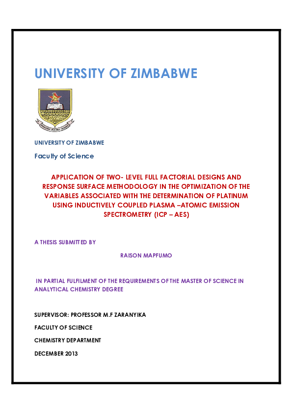 (PDF) Application of two- level full factorial designs and response surface methodology in the ...