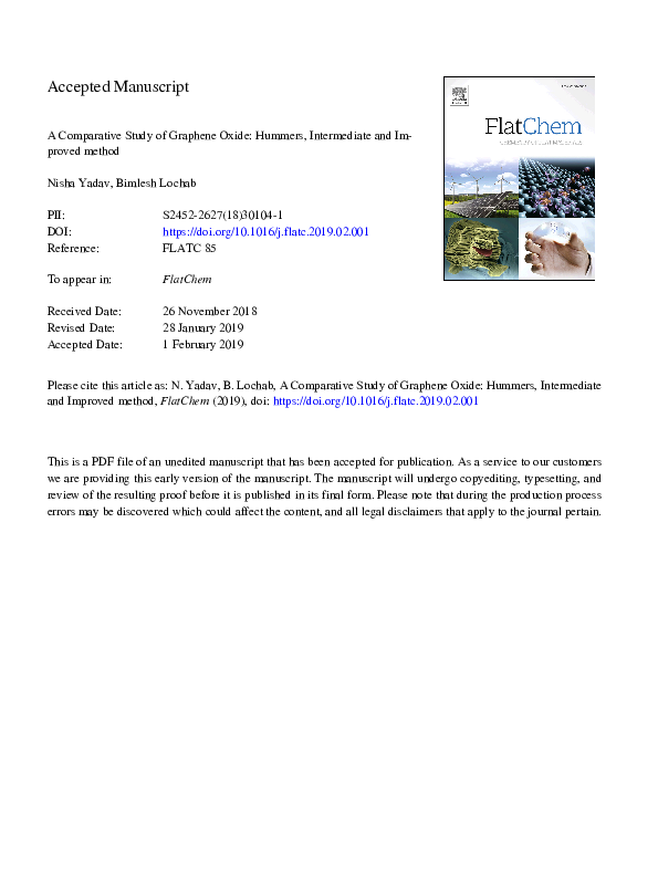 (PDF) A comparative study of graphene oxide: Hummers, intermediate and ...