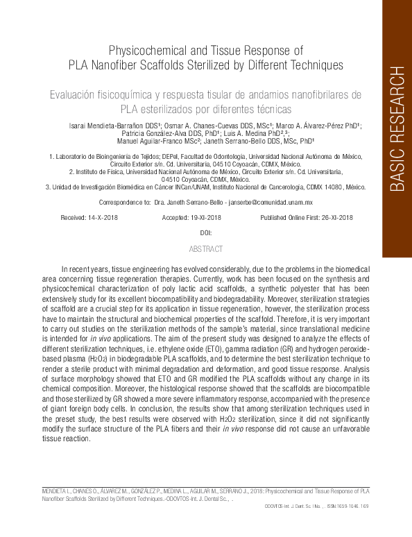 (PDF) Physicochemical and Tissue Response of PLA Nanofiber Scaffolds ...