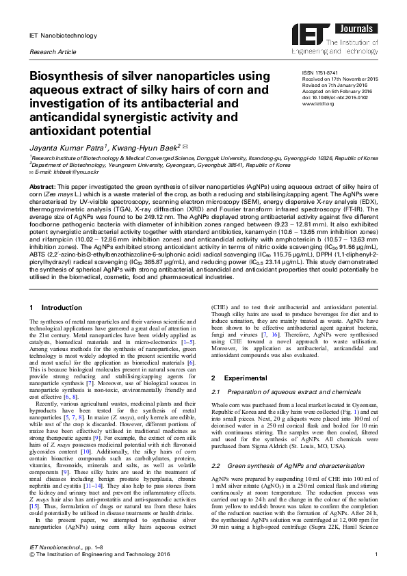 (PDF) Biosynthesis of silver nanoparticles using aqueous bark extract of Picea abies L. and ...