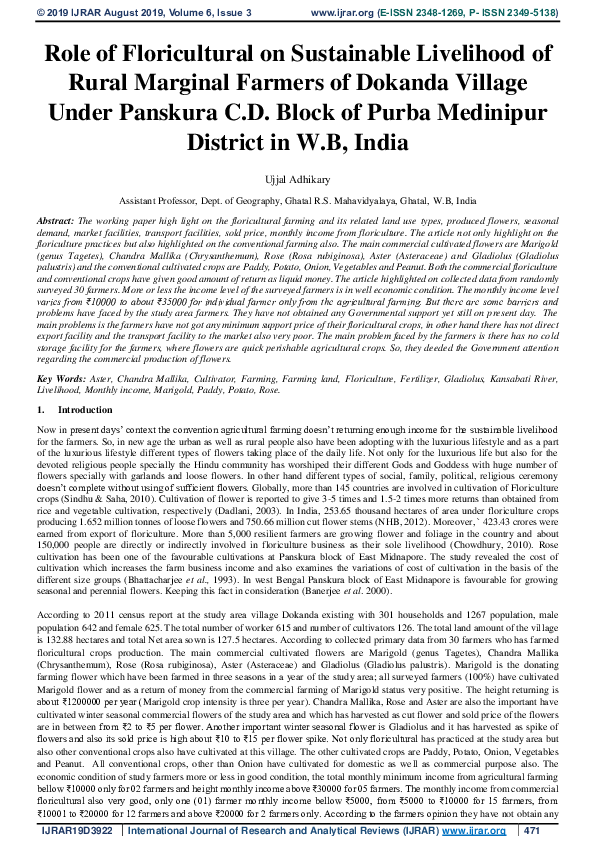 (PDF) Role of Floricultural on Sustainable Livelihood of Rural Marginal ...