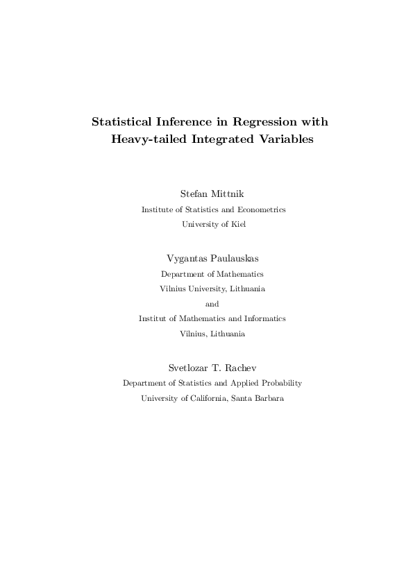 (PDF) Statistical inference in regression with heavy-tailed integrated variables