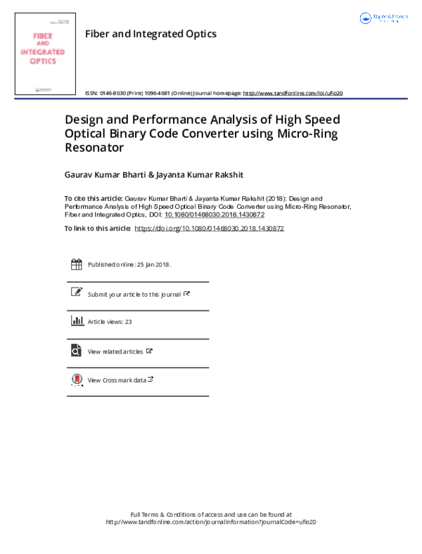 (PDF) Design and Performance Analysis of High Speed Optical Binary Code ...