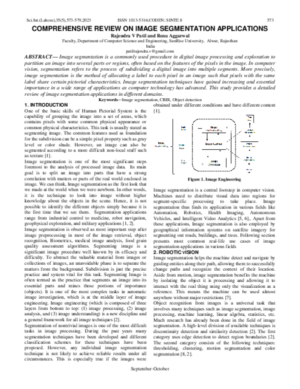 (PDF) COMPREHENSIVE REVIEW ON IMAGE SEGMENTATION APPLICATIONS