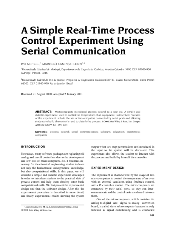 (PDF) A simple real time process control experiment using serial ...