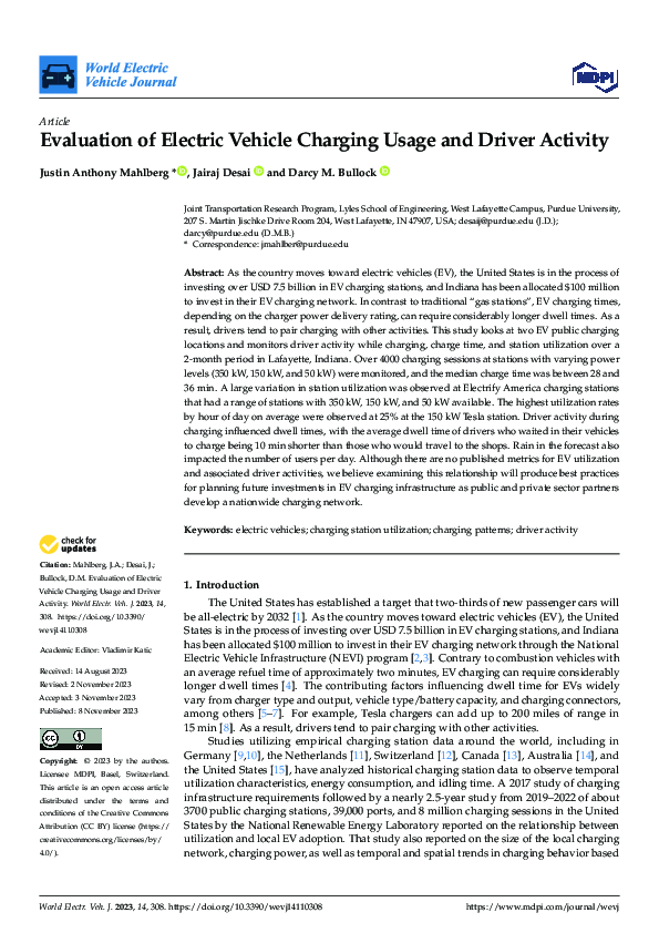 (PDF) Evaluation of Electric Vehicle Charging Usage and Driver Activity