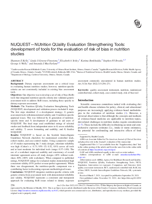 (PDF) NUQUEST—NUtrition QUality Evaluation Strengthening Tools: development of tools for the ...