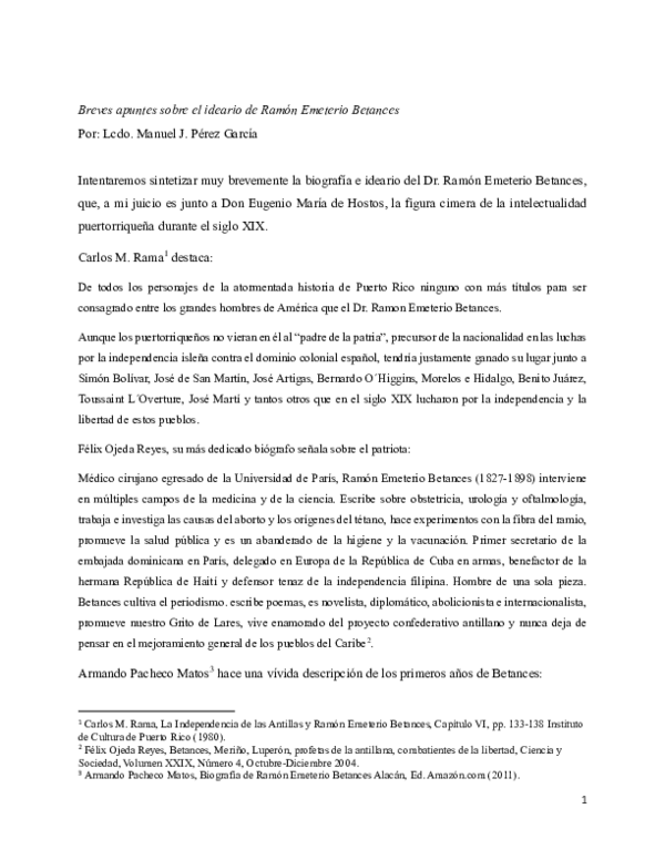 (PDF) Breves apuntes sobre el ideario de Ramón Emeterio Betances ...