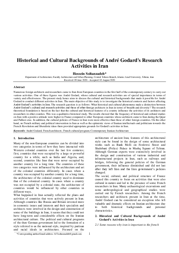 (PDF) Historical and Cultural Backgrounds of André Godard's Research ...