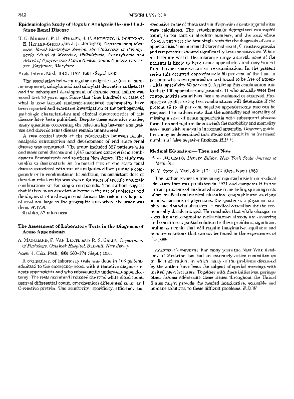(PDF) The Assessment of Laboratory Tests in the Diagnosis of Acute ...