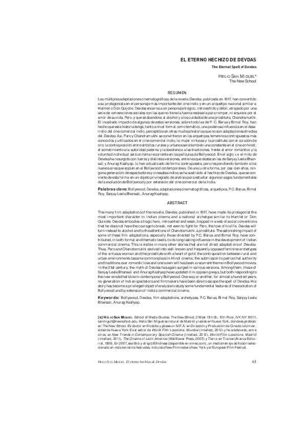 (PDF) El eterno hechizo de Devdas / The Eternal Spell of Devdas