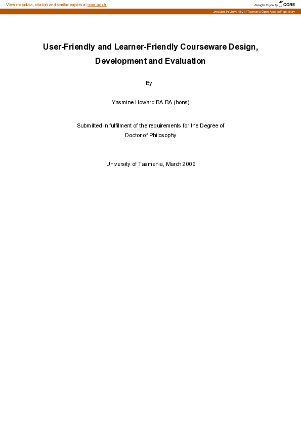 (PDF) User-friendly and learner-friendly courseware design, development and evaluation