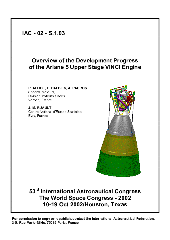 (PDF) Overview of the Development Progress of the Ariane 5 Upper Stage VINCI Engine