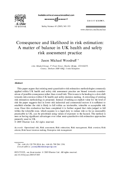 (PDF) Balancing Consequence and Likelihood in Risk Assessment