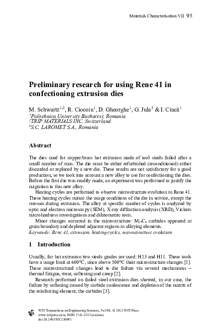 (PDF) Rene 41 Alloy for Improved Extrusion Dies