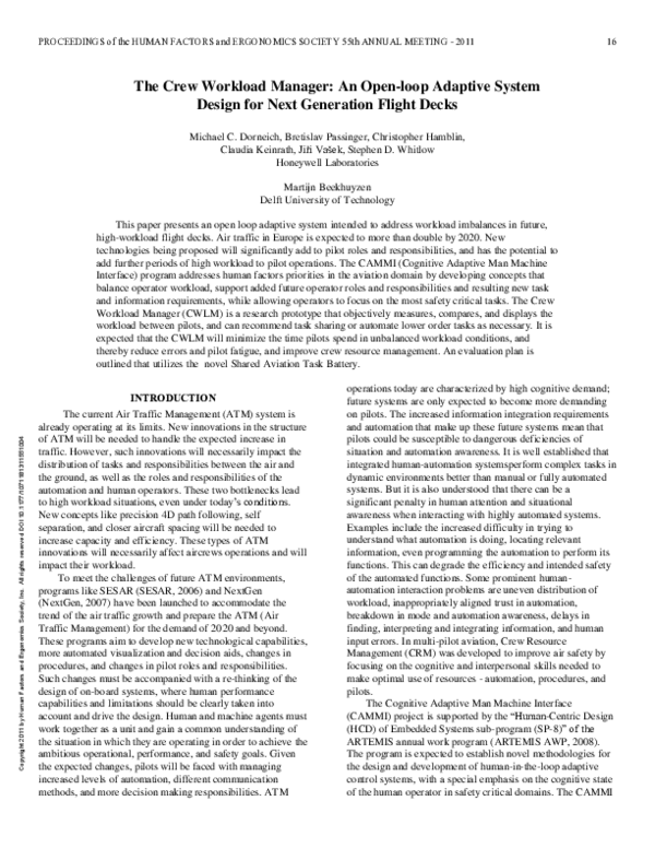 (PDF) The Crew Workload Manager: An Open-loop Adaptive System Design for Next Generation Flight ...