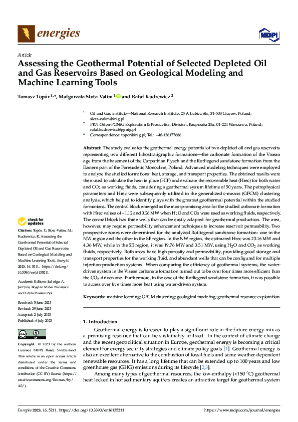 (PDF) Assessing the Geothermal Potential of Selected Depleted Oil and Gas Reservoirs Based on ...