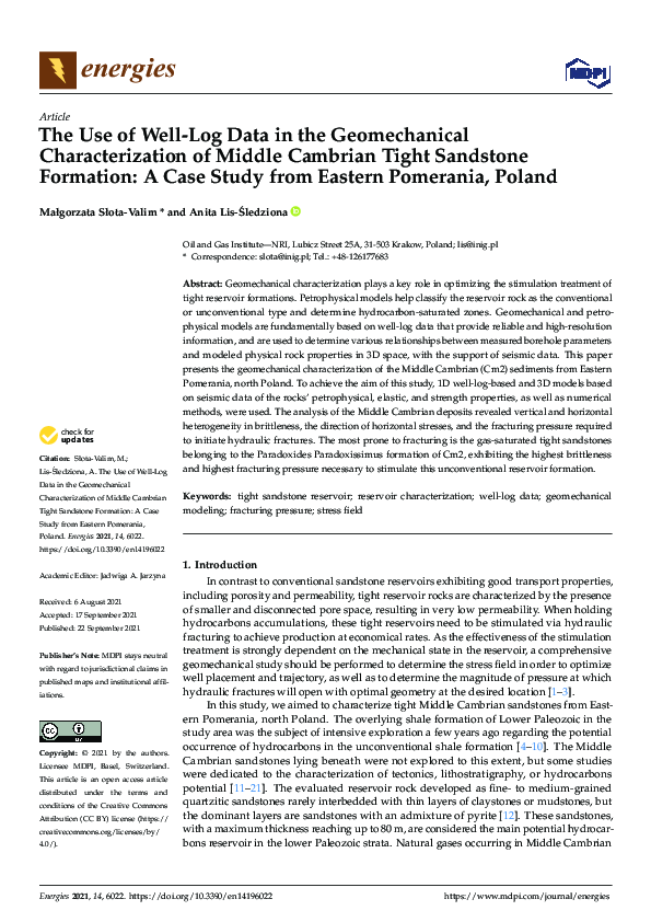 (PDF) The Use of Well-Log Data in the Geomechanical Characterization of Middle Cambrian Tight ...
