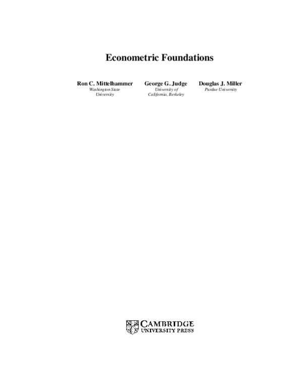 Pdf Econometric Foundations