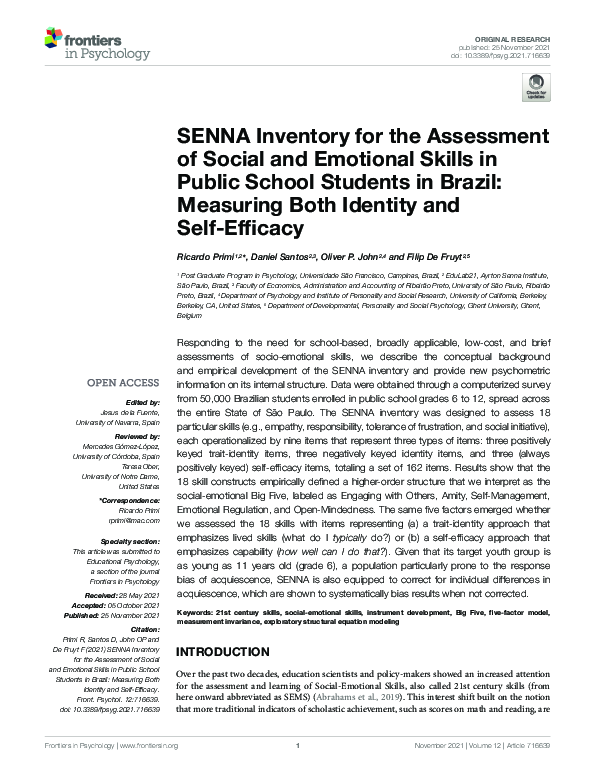 (PDF) SENNA Inventory for the Assessment of Social and Emotional Skills ...