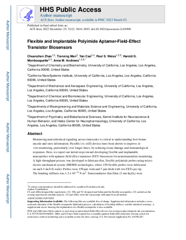 (PDF) Flexible and Implantable Polyimide Aptamer-Field-Effect ...