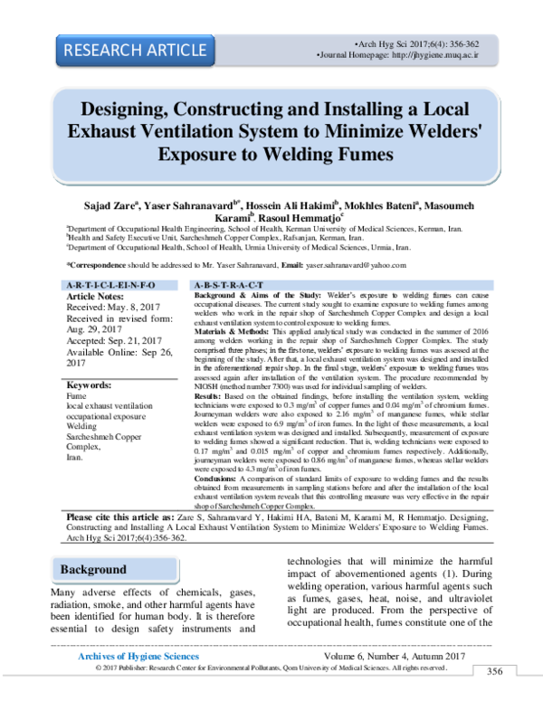 (PDF) Designing, Constructing and Installing a Local Exhaust ...