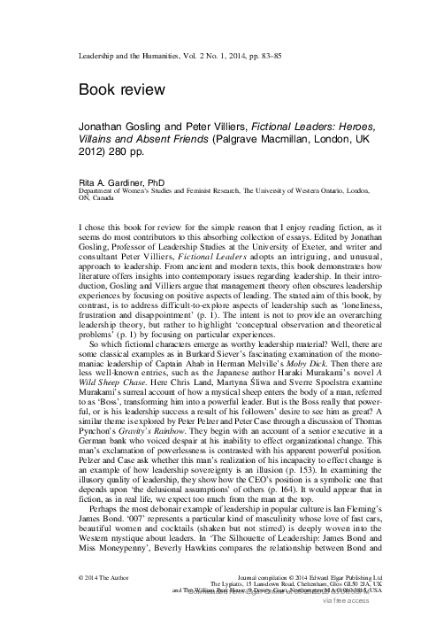 (PDF) Fictional Leaders: Heroes, Villains and Absent Friends