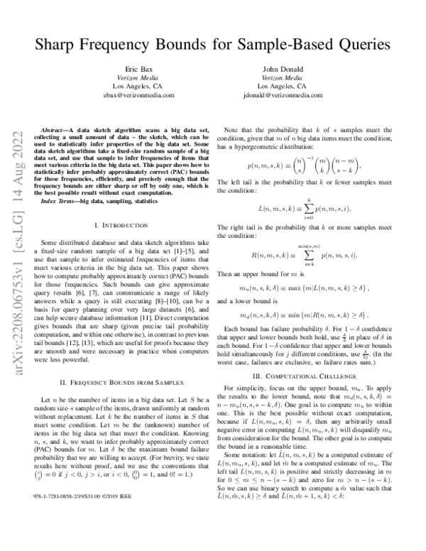 (PDF) Sharp Frequency Bounds for Sample-Based Queries