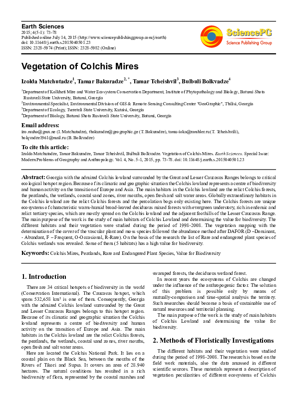 (PDF) Vegetation of Colchis Mires