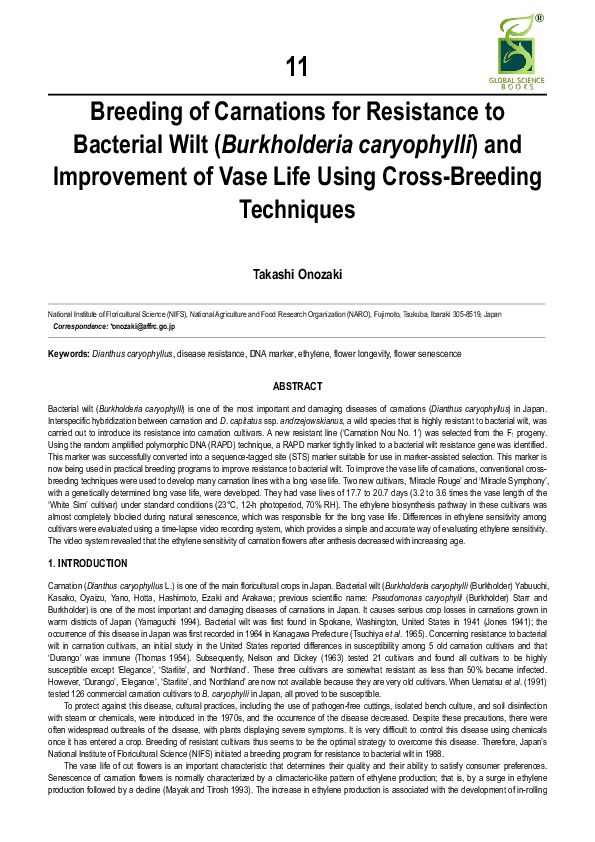 (PDF) Breeding of Carnations for Resistance to Bacterial Wilt ...