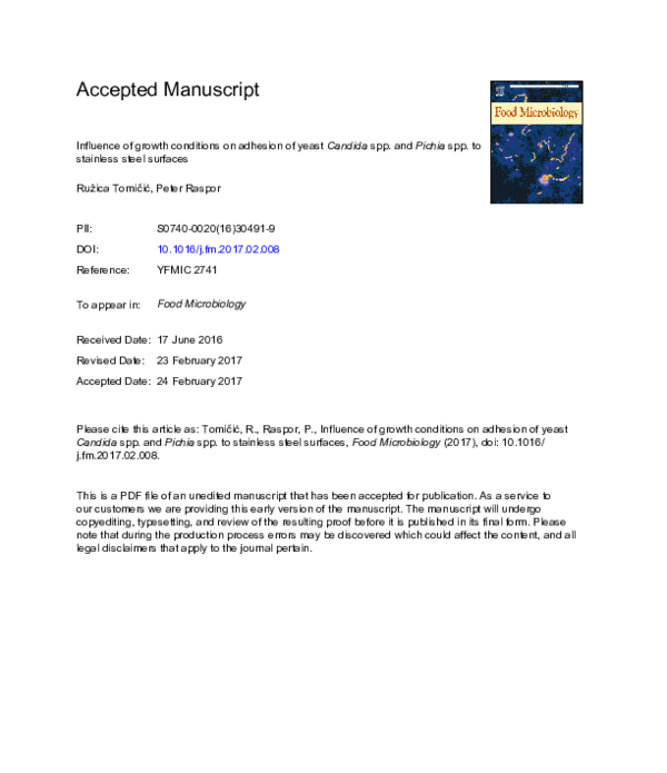 (PDF) Influence of growth conditions on adhesion of yeast Candida spp ...