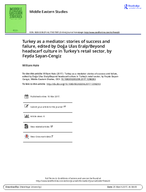 (PDF) Turkey as a Mediator: Stories of Success and Failure