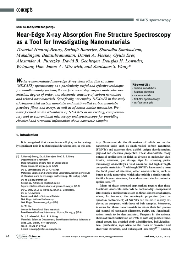 (PDF) Near-Edge X-ray Absorption Fine Structure Spectroscopy as a Tool ...