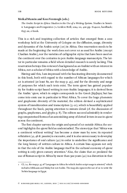 (PDF) The Arabic Script in Africa: Studies in the Use of a Writing ...