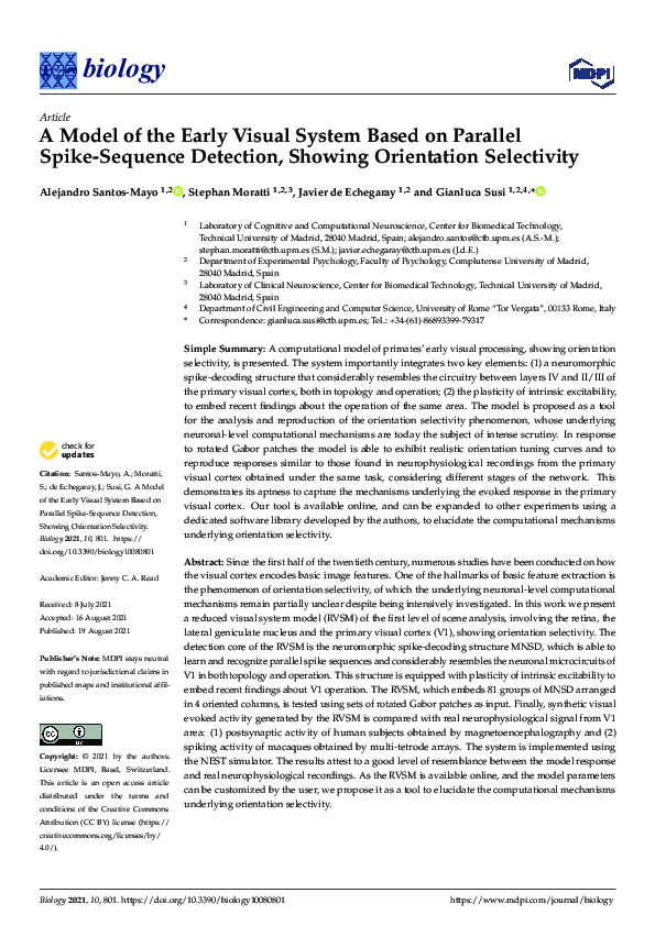 (PDF) A Model of the Early Visual System Based on Parallel Spike-Sequence Detection, Showing ...