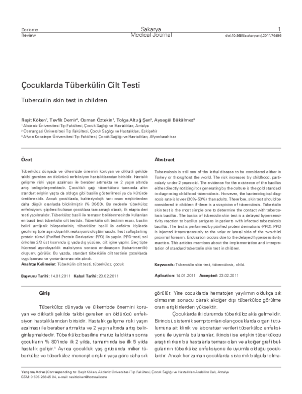 (PDF) Tuberculin skin test in children