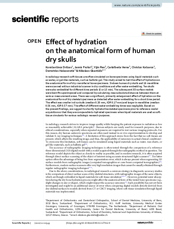 (PDF) Effect of hydration on the anatomical form of human dry skulls