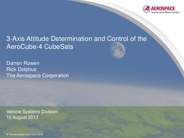 (PDF) 3-Axis Attitude Determination and Control of the AeroCube-4 ...