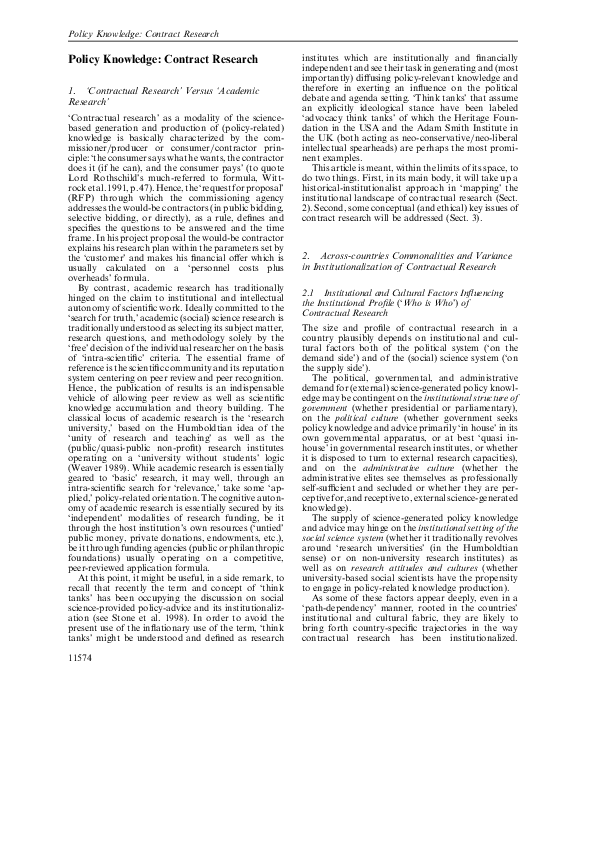(PDF) Policy Knowledge: Contract Research